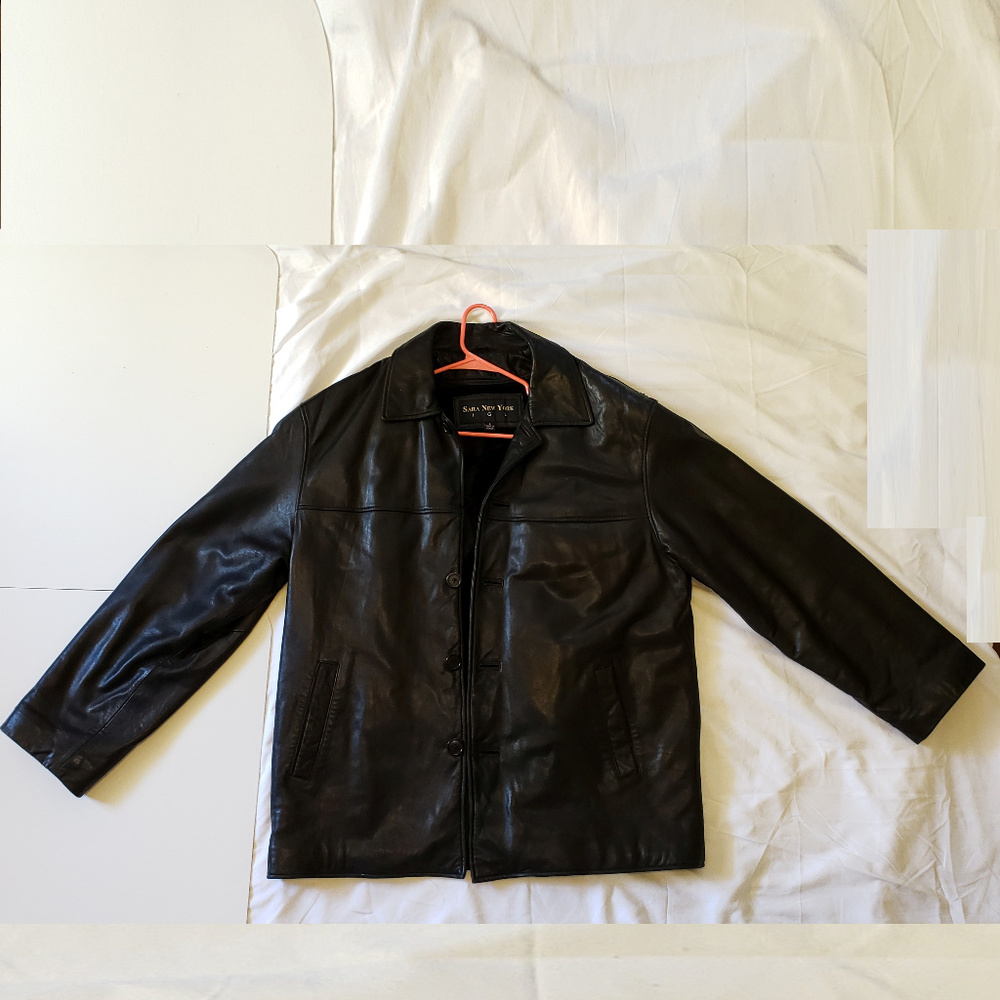 Sara New York Black Genuine Leather Jacket - Gem